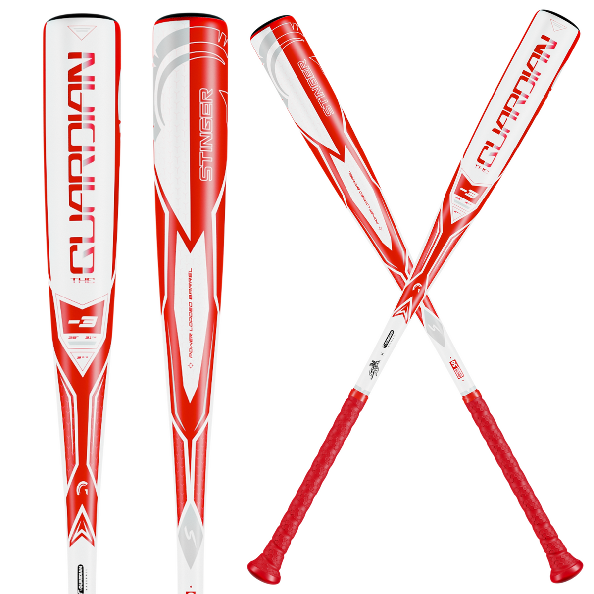 The Guardian X Stinger BBCOR 2 5/8" Baseball Bat Drop -3 (White/Red ...